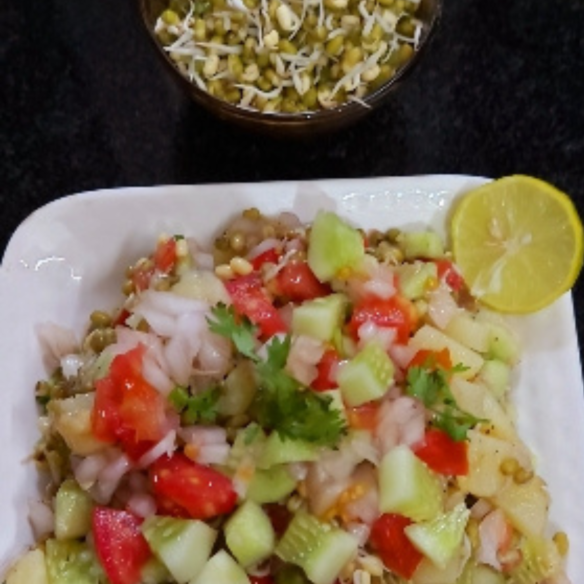 Sprouts Chaat And Aloo Or Potato Chaat With Sweet Corn - Batter Up With ...